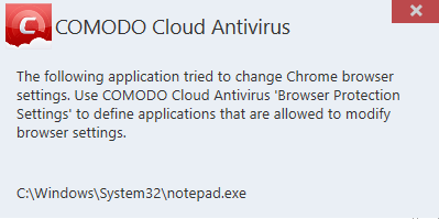 Comodo Cloud Antivirus Understanding CCAV Alerts, Antivirus Alert, Virus Protection