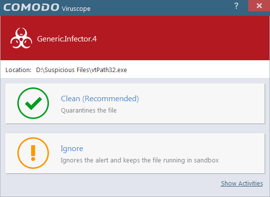 Comodo Cloud Antivirus Understanding CCAV Alerts, Antivirus Alert ...