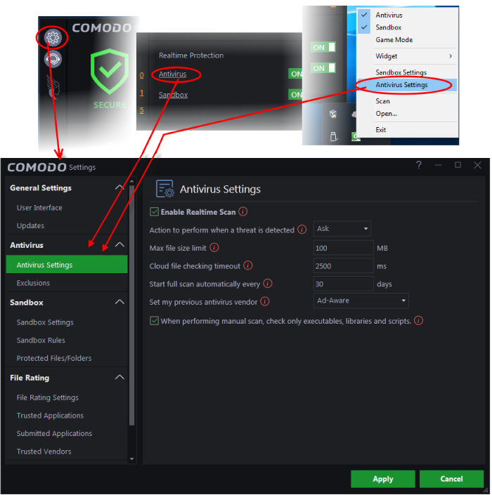 Comodo Cloud Antivirus Protection Settings, Antivirus Software, Virus ...