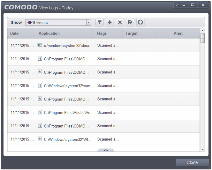 HIPS Logs, Comodo Endpoint Security | Host Intrusion Prevention |COMODO
