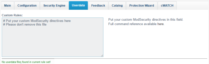 Configure Userdata, Web Configuration Data, Modsecurity Web Application Firewall