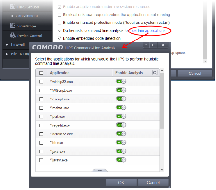 HIPS Behavior Settings, Comodo Client Security | Comodo