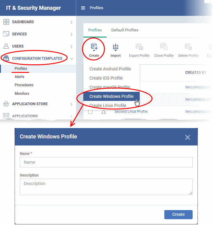 Managing Default Profiles - Comodo IT and Security Manager | COMODO