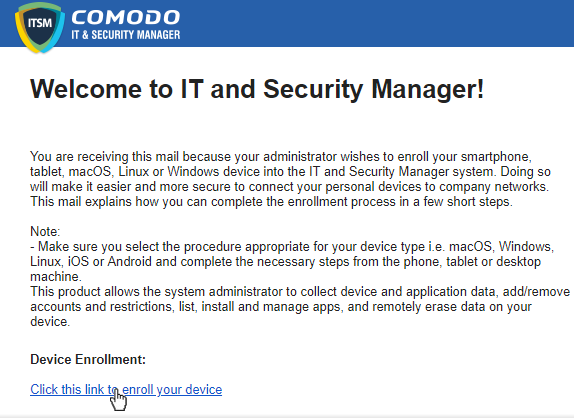 Enroll Windows Endpoints, Endpoint Security Software, Comodo IT and Security Manager