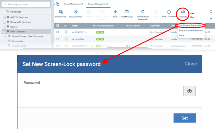 Set Or Reset Screen Lock Password For Selected Devices, Reset Password ...