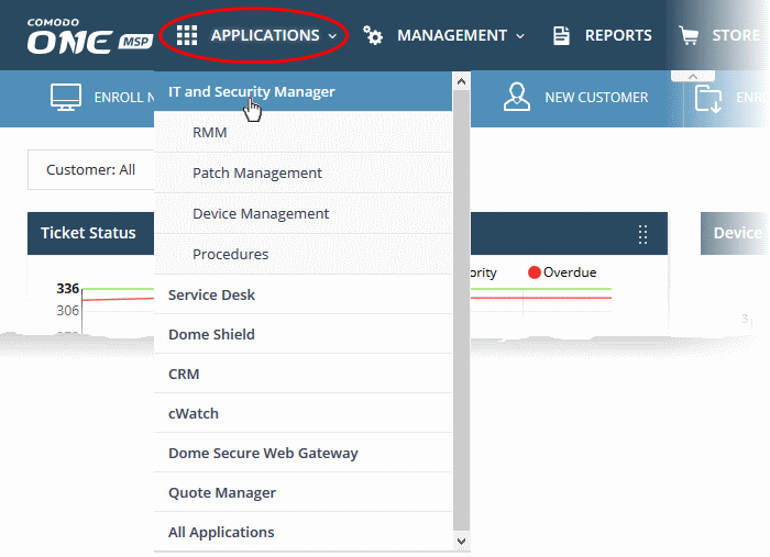 Login Into The Admin Console, ITSM Software, Comodo IT and Security Manager