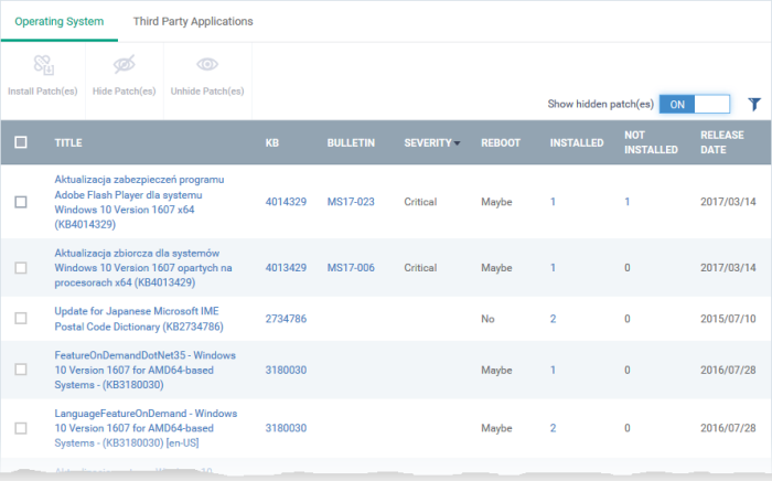 Installing OS Patches On Windows Endpoints, Patch Management | Comodo