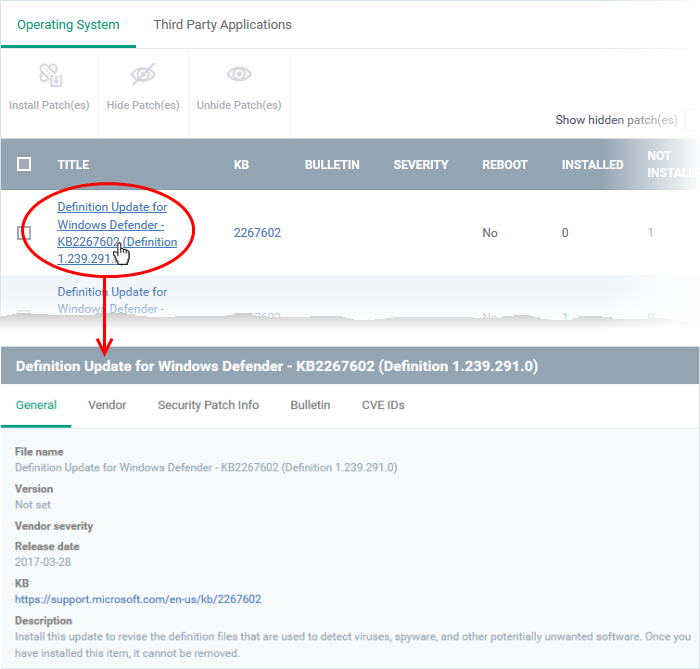 Installing OS Patches On Windows Endpoints, Patch Management | Comodo