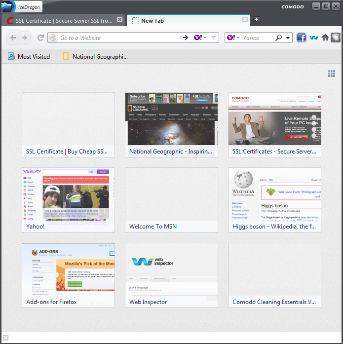 to set the browser displays most visited