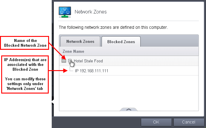Comodo Internet Security Blocked Zones, Network Connection | CIS v6.2