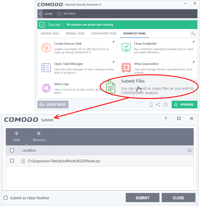 Submit Files For Analysis To Comodo, Online Virus Check, Security ...