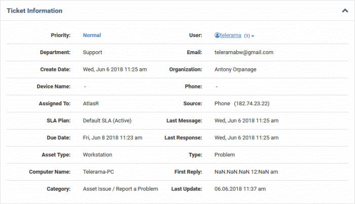 Ticket Details, Support Ticket System, Desk Ticketing System, C1 ...