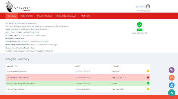 Valkyrie Analysis Results, Scan Computer For Virus, UFH Tool, Comodo UFH| COMODO