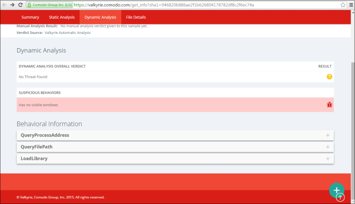 Valkyrie Analysis Results, Scan Computer For Virus, UFH Tool, Comodo UFH| COMODO