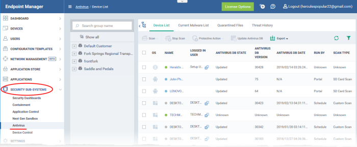 Manage Alerts, Alert Notification, Security Manager, Endpoint Manager ...