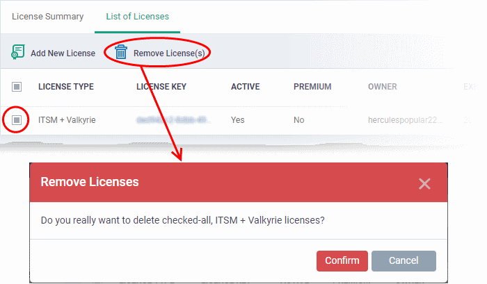 View And Manage Licenses, Comodo IT and Security Manager, Device Manager